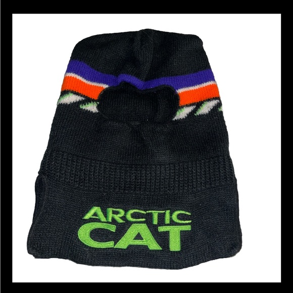 Arctic Cat | Accessories | Vtg Arctic Cat Black Knit Winter Hat Face ...